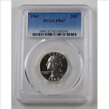 1963 Silver Proof Washington Quarter*Graded PR67 by PCGS | Property Room