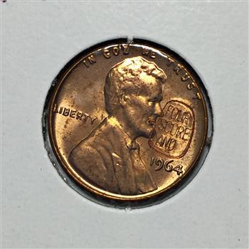 1964 Lincoln Head Memorial Cent Counter-stamped with Four Score and ...