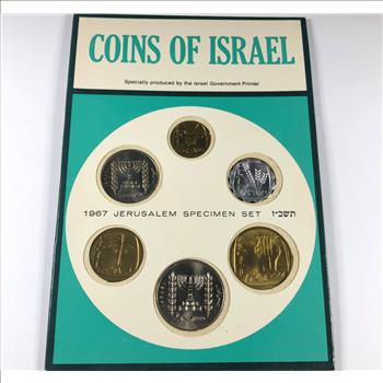 1967 Coins of Israel*Jerusalem Specimen Set*Six Coins on Story Board ...