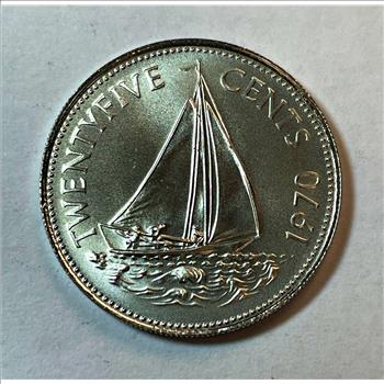 1970 Bahama Islands Quarter Dollar Bahamian Sailboat Commemorative ...