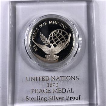 1972 Sterling Silver Proof United Nations Peace Medal*In Original Packaging with COA*Struck at ...