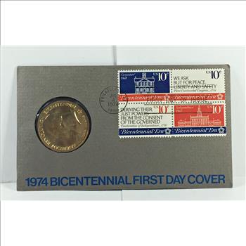 1974 American Revolution Bicentennial First Day Cover*1.5" Bronze ...