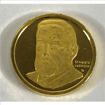 1975 24K Gold Benjamin Harrison Commemorative Medallion*.0579oz AGW*1/2 ...