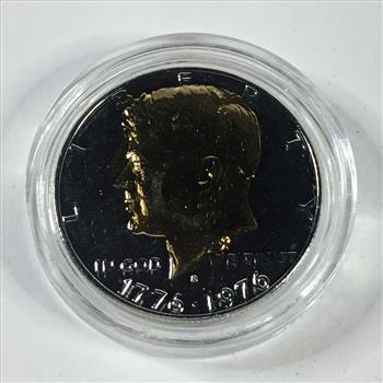 1976 24K Gold Highlighted and Silver Layered Kennedy Half Dollar*High Grade in Protective ...
