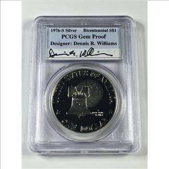 1976-S US Bicentennial Proof Silver Eisenhower Dollar*Graded Gem Proof by PCGS*Signed by ...