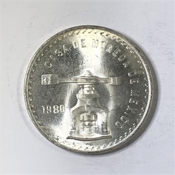 1980Mo Casa De Moneda De Mexico Silver Peso*One Troy Ounce Pure Silver ...