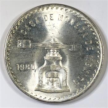 1980Mo Casa De Moneda De Mexico Silver Peso*One Troy Ounce .925 Silver ...