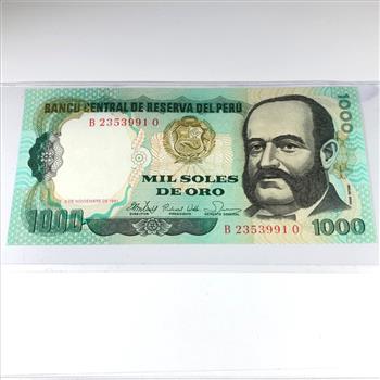1981 Peru 1000 Soles De Oro Banknote*Crisp Uncirculated | Property Room