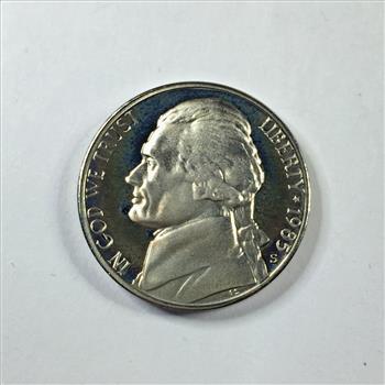 1985-S PROOF Jefferson Nickel w/Deep Mirrors and Cameos | Property Room
