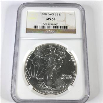 1988 American Silver Eagle*Graded MS69 by NGC | Property Room