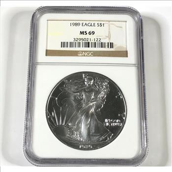 1989 American Silver Eagle*1oz .999 Fine Silver*Graded MS69 by NGC | Property Room