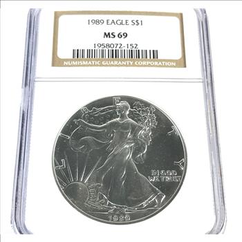 1989 American Silver Eagle*Graded MS69 by NGC*1oz .999 Fine Silver | Property Room