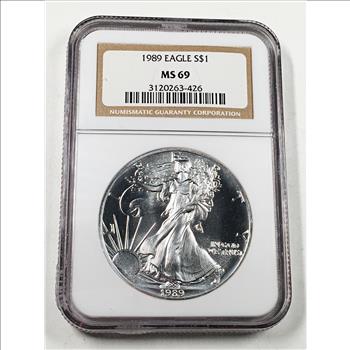 1989 American Silver Eagle*Graded MS69 by NGC*1oz .999 fine Silver | Property Room
