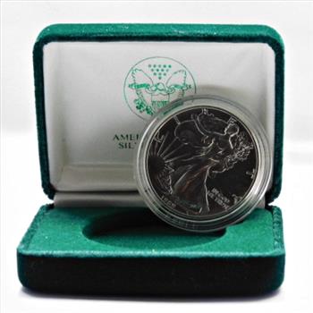 1990 American Silver Eagle*In Original Velvet Display/Gift Box Plus ...