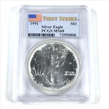 1991 American Silver Eagle*First Strike*Graded MS68 by PCGS*1oz .999 ...