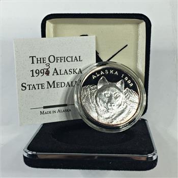 1993 Official Alaska State Medallion*Wolf*Struck at Alaska Mint*1oz ...