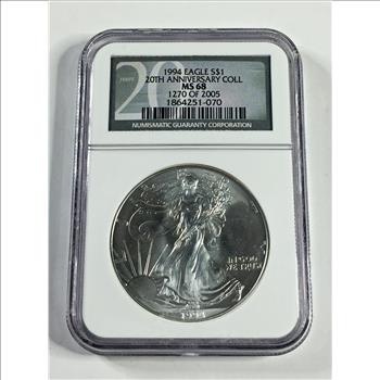 1994 American Silver Eagle*Graded MS68 by NGC*#1270 of 2005*20th ...