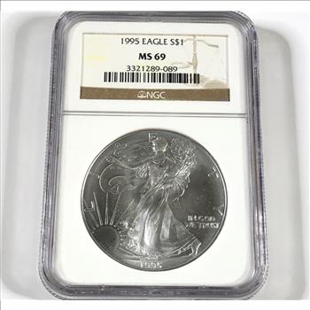 1995 American Silver Eagle*1oz .999 Fine Silver*Graded MS69 by NGC | Property Room