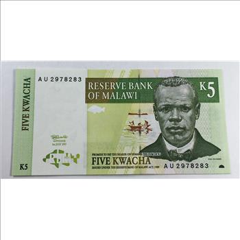 1997 Malawi 5 Kwacha*Crisp Uncirculated Note | Property Room