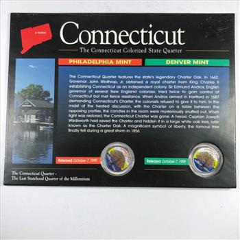 1999 Connecticut Colorized Quarter P&D Mint Mark Sets in High Grade ...