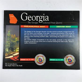 1999 Georgia Colorized Quarter P&D Mint Mark Sets in High Grade ...