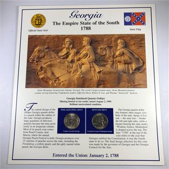 1999 Georgia State Quarter and Stamp Set High Grade Uncirculated P&D ...