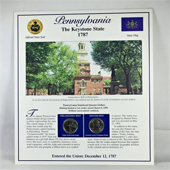 1999-D & P Pennsylvania Commemorative State Quarters*Uncirculated with ...