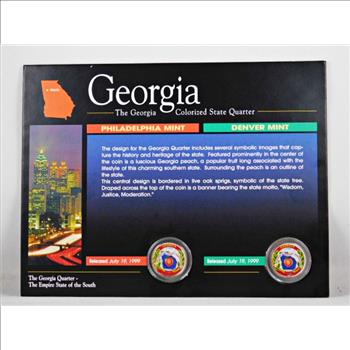 1999-P & D Colorized Georgia State Commemorative Quarters*On 6.5" X 8.5 ...