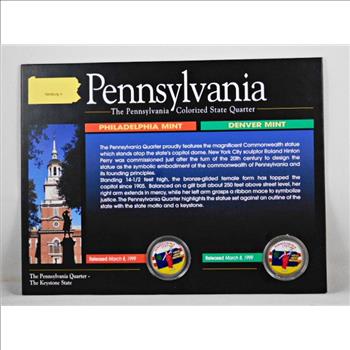 1999-P & D Colorized Pennsylvania State Commemorative Quarters*On 6.5 ...