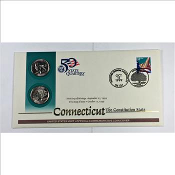 1999-P & D First Day of Issue Connecticut State Commemorative Quarters ...