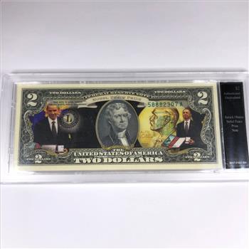 $2 Colorized Federal Reserve Note Commemorating Barack Obama's Nobel ...