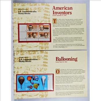 (2) U.S Commemorative Stamp Blocks "American Inventor AND Ballooning ...