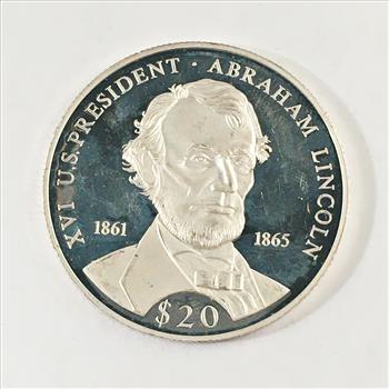 2000 Liberia Silver $20 Coin*Abraham Lincoln Commemorative*20 Grams ...
