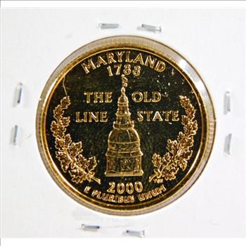 2000-D 24K Gold Layered Maryland Commemorative Quarter*Uncirculated ...
