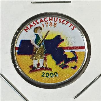 2000-P Colorized Massachusetts Commemorative State Quarter*High Grade ...