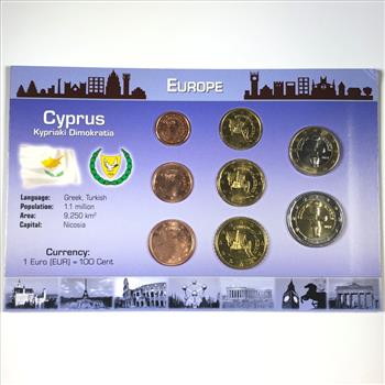 2000's Cyprus Euro Uncirculated Coin Set*Encased in 4.5" x 7" Card ...