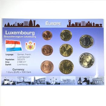 2000's Luxembourg Euro Uncirculated Coin Set*Encased in 4.5" x 7" Card ...