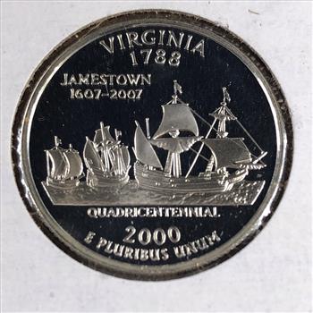 2000-S Proof Silver Virginia State Commemorative Washington Quarter ...