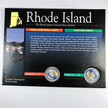 2001 Rhode Island Colorized Quarter P&D Mint Mark Sets in High Grade ...