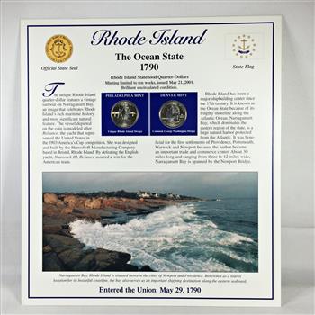2001-D & P Rhode Island Commemorative State Quarters*Uncirculated with ...