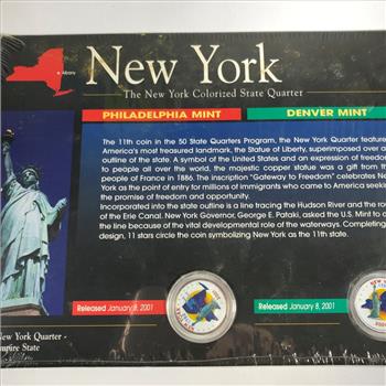 2001-P & D Colorized New York State Commemorative Quarters*Encased in ...