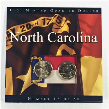 2001-P & D North Carolina Uncirculated Commemorative State Quarters in ...