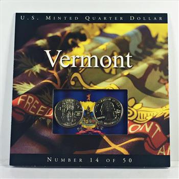2001-P & D Vermont Uncirculated Commemorative State Quarters in a Tri ...