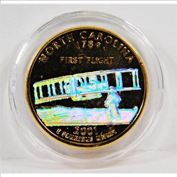 2001-P Hologram 24K Gold Layered North Carolina State Quarter ...