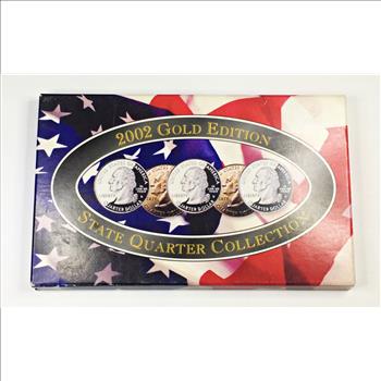 2002 24K Gold Layered States Quarter Collection*In Custom Holder and ...