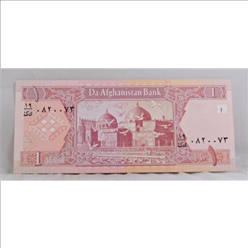 2002 Afghanistan 1 Afghani Crisp Uncirculated Bank Note | Property Room