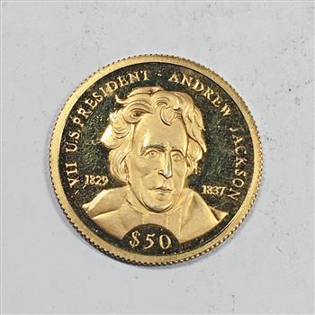 2002 Liberia Gold Layered Andrew Jackson $50 Coin*Proof | Property Room