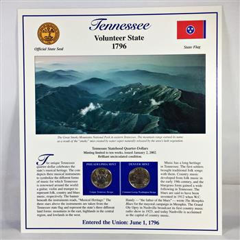 2002-D & P Tennessee Commemorative State Quarters*Uncirculated with 2 ...
