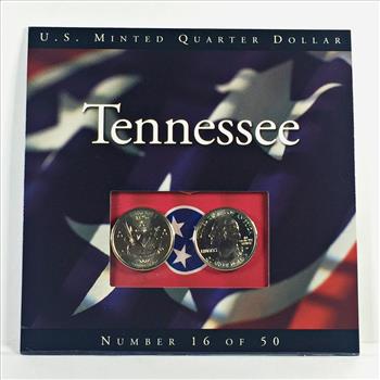 2002-P & D Tennessee Uncirculated Commemorative State Quarters in a Tri ...
