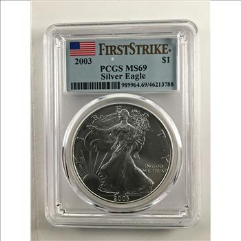 2003 American Silver Eagle*First Strike Coin*Graded MS69 by ANACS*1oz .999 Fine Silver ...